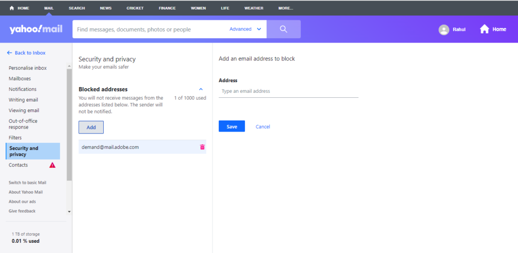 How to Block Unwanted Email Senders in Yahoo Mail